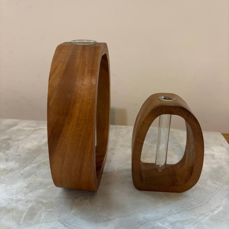 Modern Wooden Vase, Wooden Test Tube Vase, Unique Floral Display ...