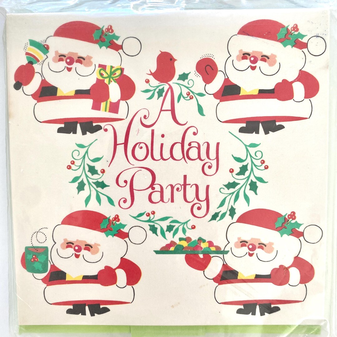 One Package Vintage Santa Claus Invitations, Christmas Holiday Party ...