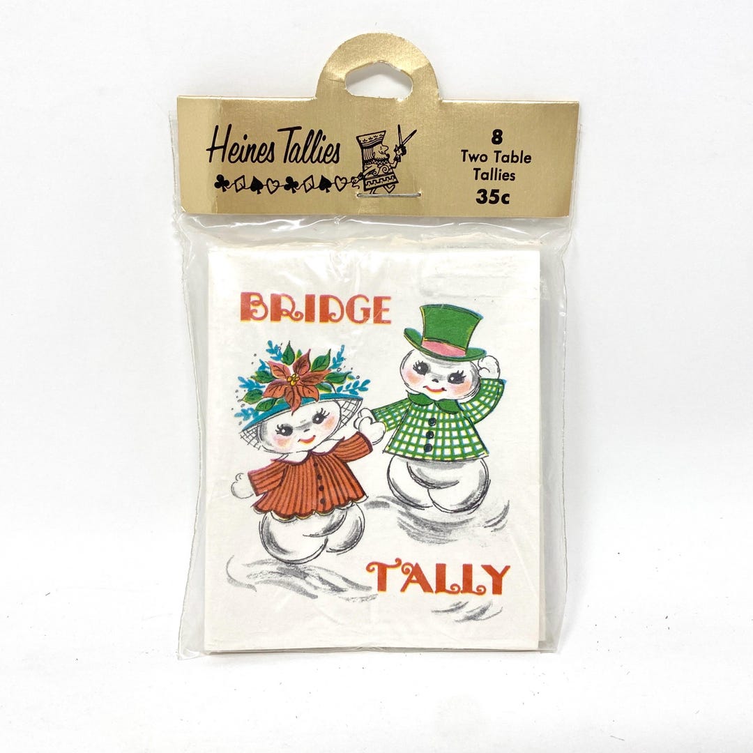 Vintage Christmas Bridge Tallies, Mr. and Mrs. Snowman, NOS New Old ...