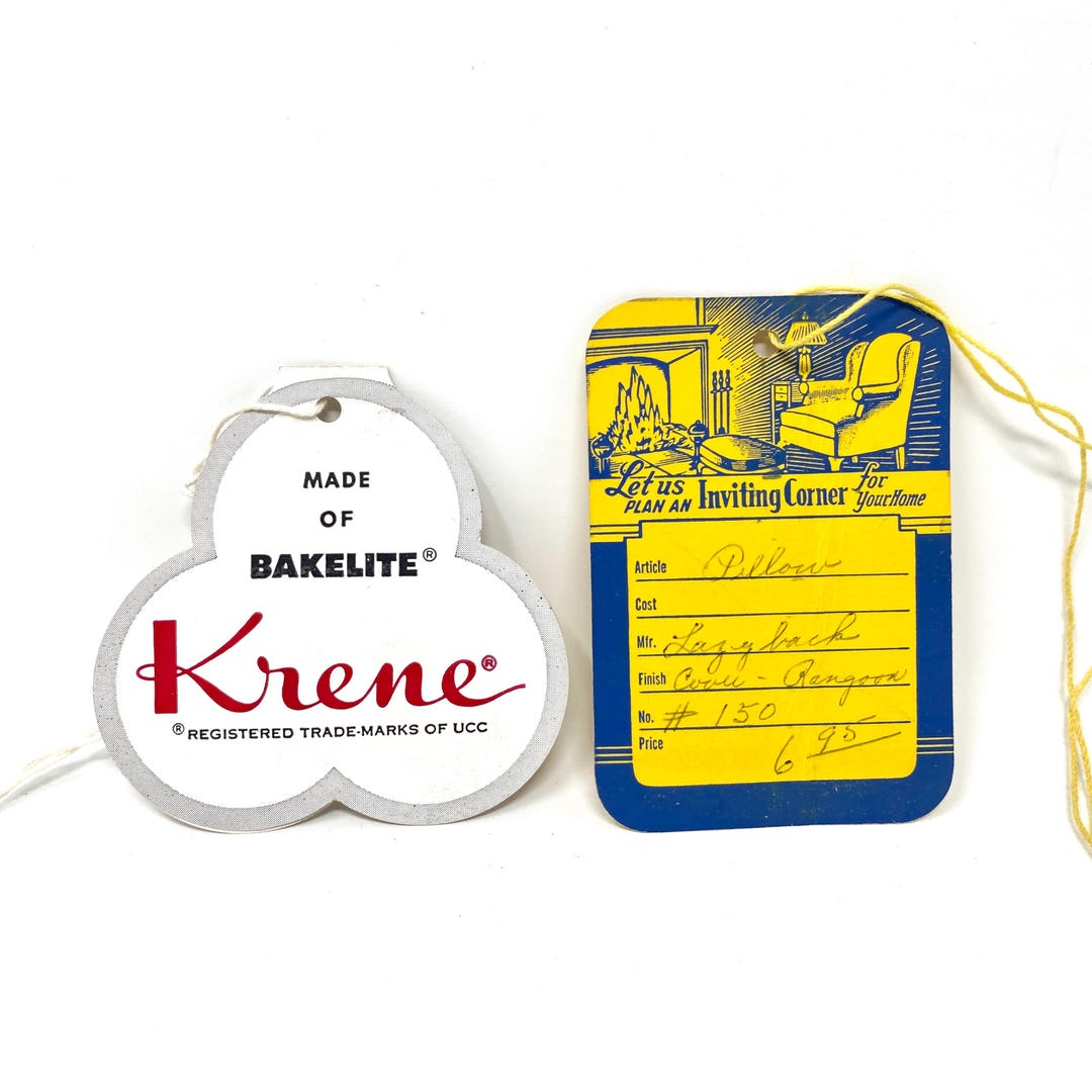Vintage String Tags, Bakelite Krene Plastic, Furniture Store Tag - Etsy