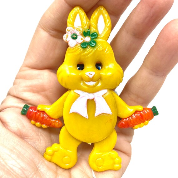 Vintage Easter Bunny Pin, Jumping Jack Rabbit Lapel B… - Gem