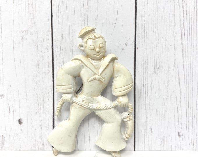 Vintage Plastic Sailor Pin, Popeye Type Figurine, Nautical Theme Brooch ...