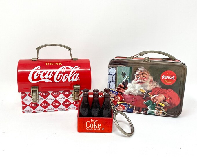 Vintage Coca-cola Miniature Lunch Boxes and Carton of Coke Keychain - Etsy