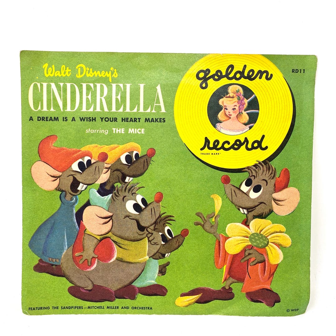 Vintage Walt Disney Cinderella Record, the Mice, Bibbidi Bobbidi Boo ...