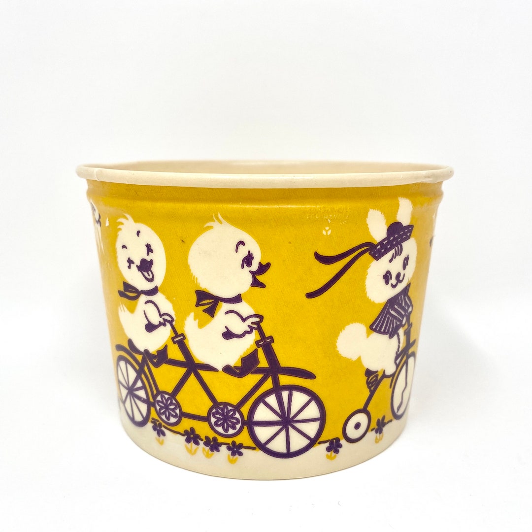 Vintage EASTER Cottage Cheese Container, Chicks and Bunnies, Easter ...
