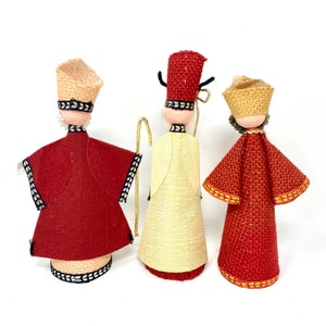 Vintage Three Kings Figurines, Magi in Burlap Robes, CHRISTMAS ...