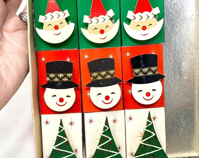 Vintage Christmas Match Boxes, 3D Designs, Decorated Matches, Santa ...