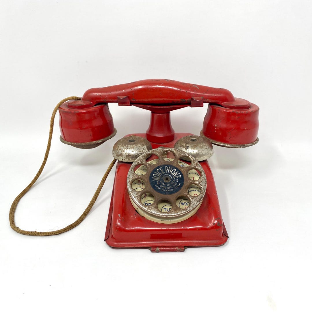 Vintage Toy Telephone, Red Metal Phone, Voice Phone - Etsy