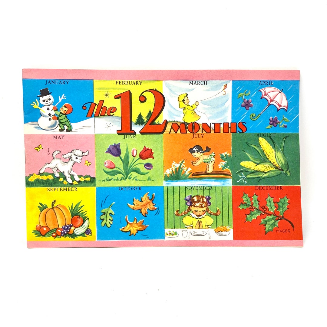 Vintage Coloring Book, 12 Months of the Year, Children's Activity Book ...