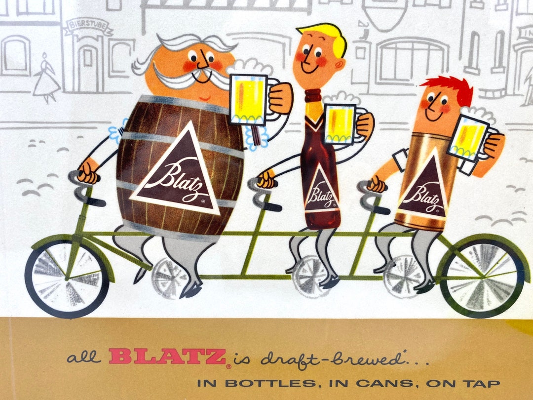 Vintage Menu Blatz Beer, Bar Decor, Anthropomorphic Bottles, Midcentury ...