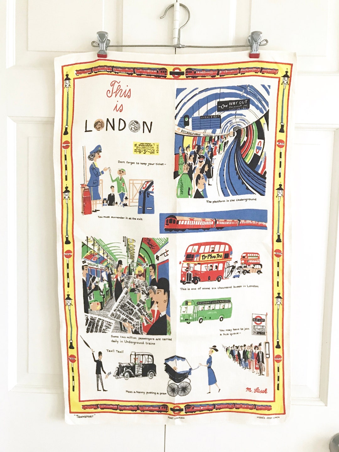 RARE Vintage Tea Towel This is LONDON Miroslav Sasek England Travel ...