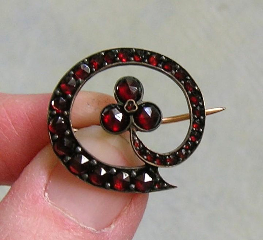 Antique Bohemian Garnet Brooch Pin, Antique Garnet Brooch Pin, Old ...