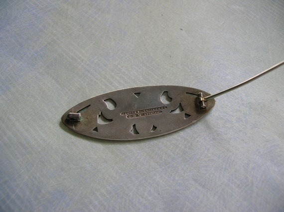 Large Antique English Sterling Enamel Pin Brooch, Ste… - Gem