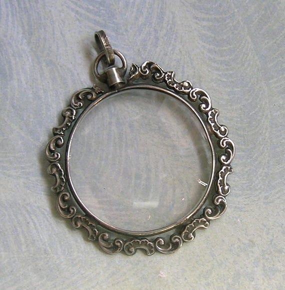 Antique Victorian Silver Glass Locket, Old Glass Lock… - Gem