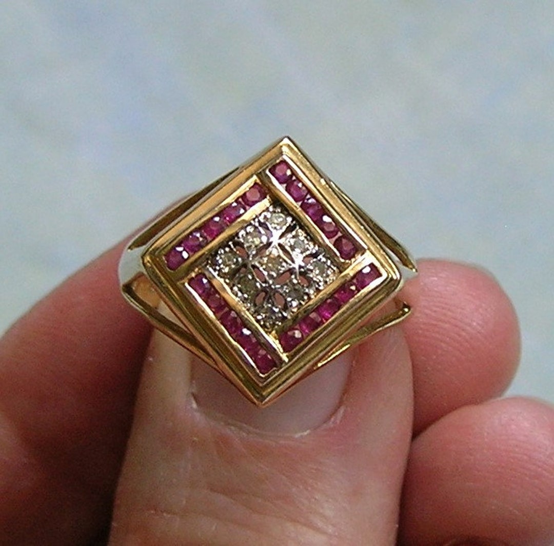 Vintage 14k Gold, Diamond and Ruby Ring, 14K Ruby and Diamond Ring ...