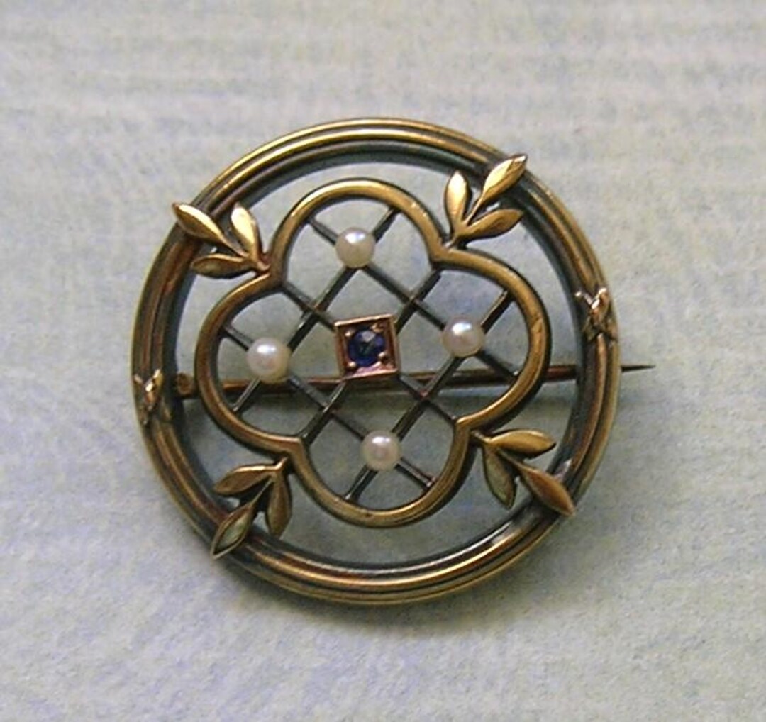 Antique 14K Gold Victorian Brooch Pin With Pearls, Antique 14k Pin, 14K ...
