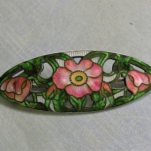 Large Antique English Sterling Enamel Pin Brooch, Sterling Enamel ...