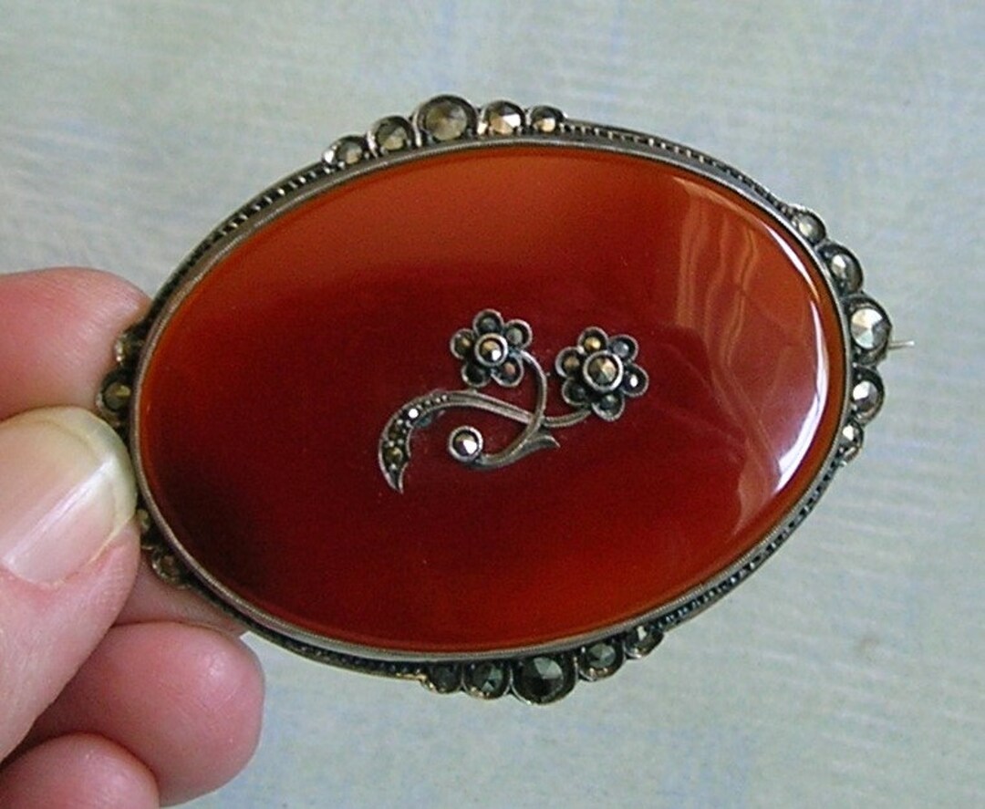 Antique 1920's Art Deco Sterling Marcasite Brooch Pin, Sterling Germany ...