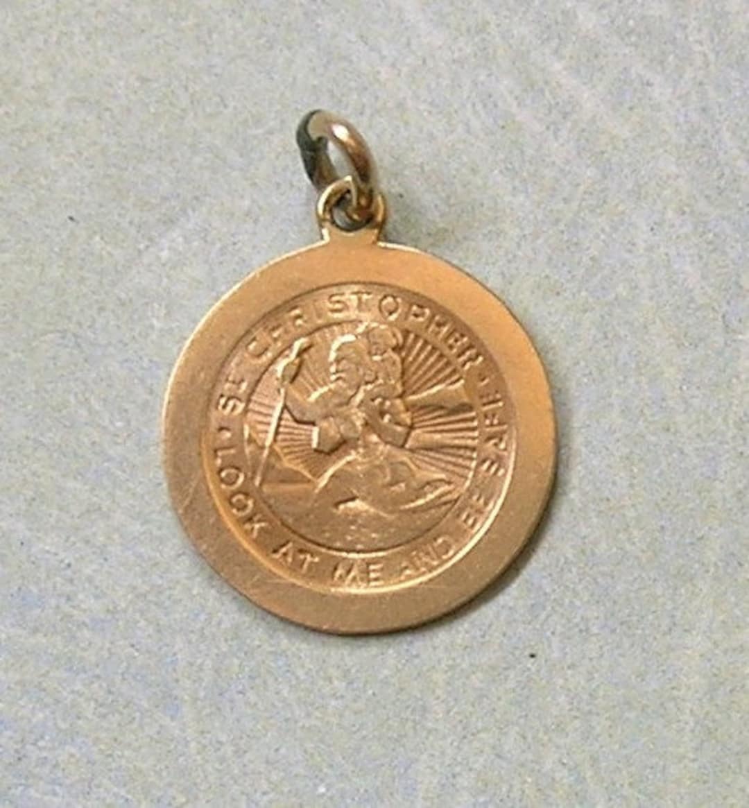 Vintage 14K Gold Saint Christopher Pendant Charm, 14K St. Christopher ...
