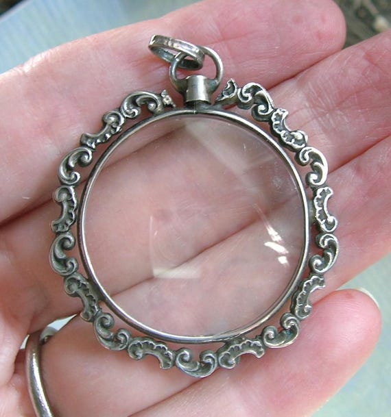 Antique Victorian Silver Glass Locket, Old Glass Lock… - Gem