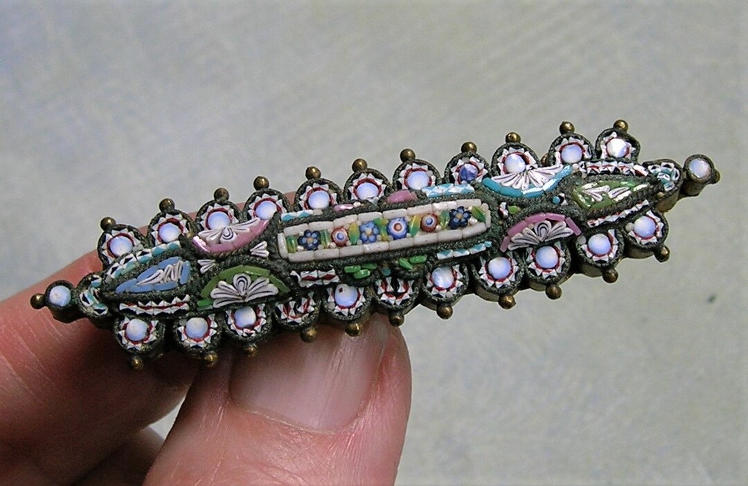 Vintage Italian Micro Mosaic Brooch Pin, Micro Mosaic Pin, Old Italian ...