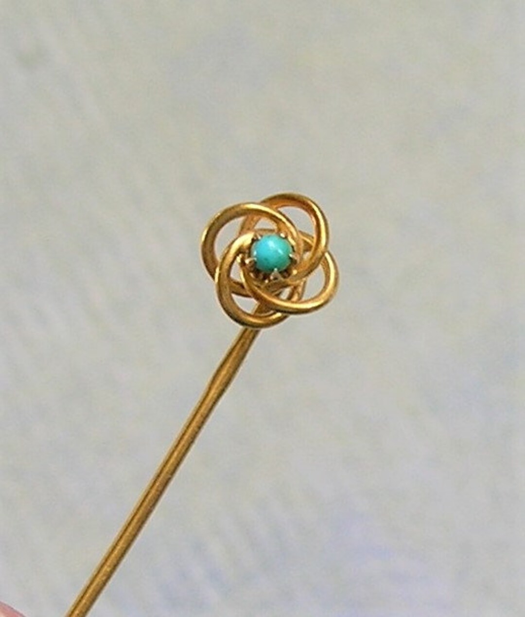 Antique 14K Gold Stick Pin With Turquoise, 14k Gold Love Knot With ...