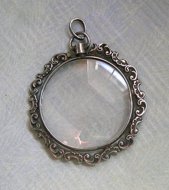 Antique Victorian Silver Glass Locket, Old Glass Lock… - Gem