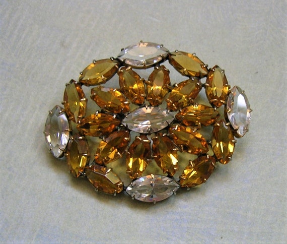 Vintage Czech Glass Brooch Pin, Old Czech Brooch, Vin… - Gem