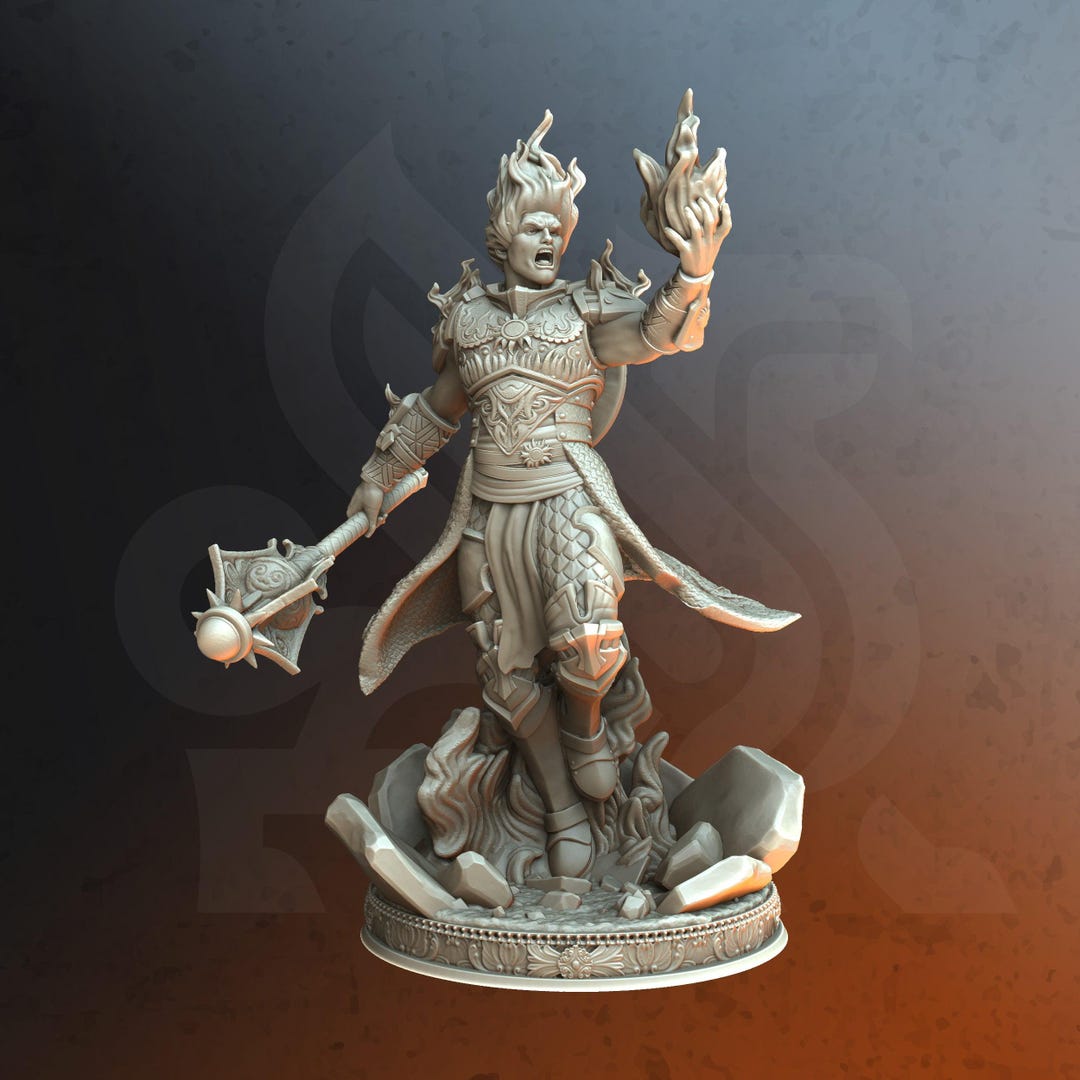 Fire Genasi Elemental Spellcaster Miniature 32mm Scale - Sun Cleric by ...