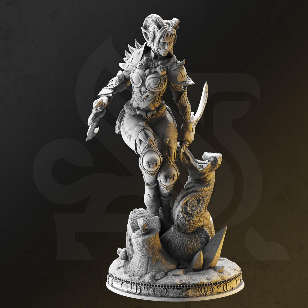 Tiefling Rogue Female Dagger Adventurer Miniature 32mm Scale - Orlena ...