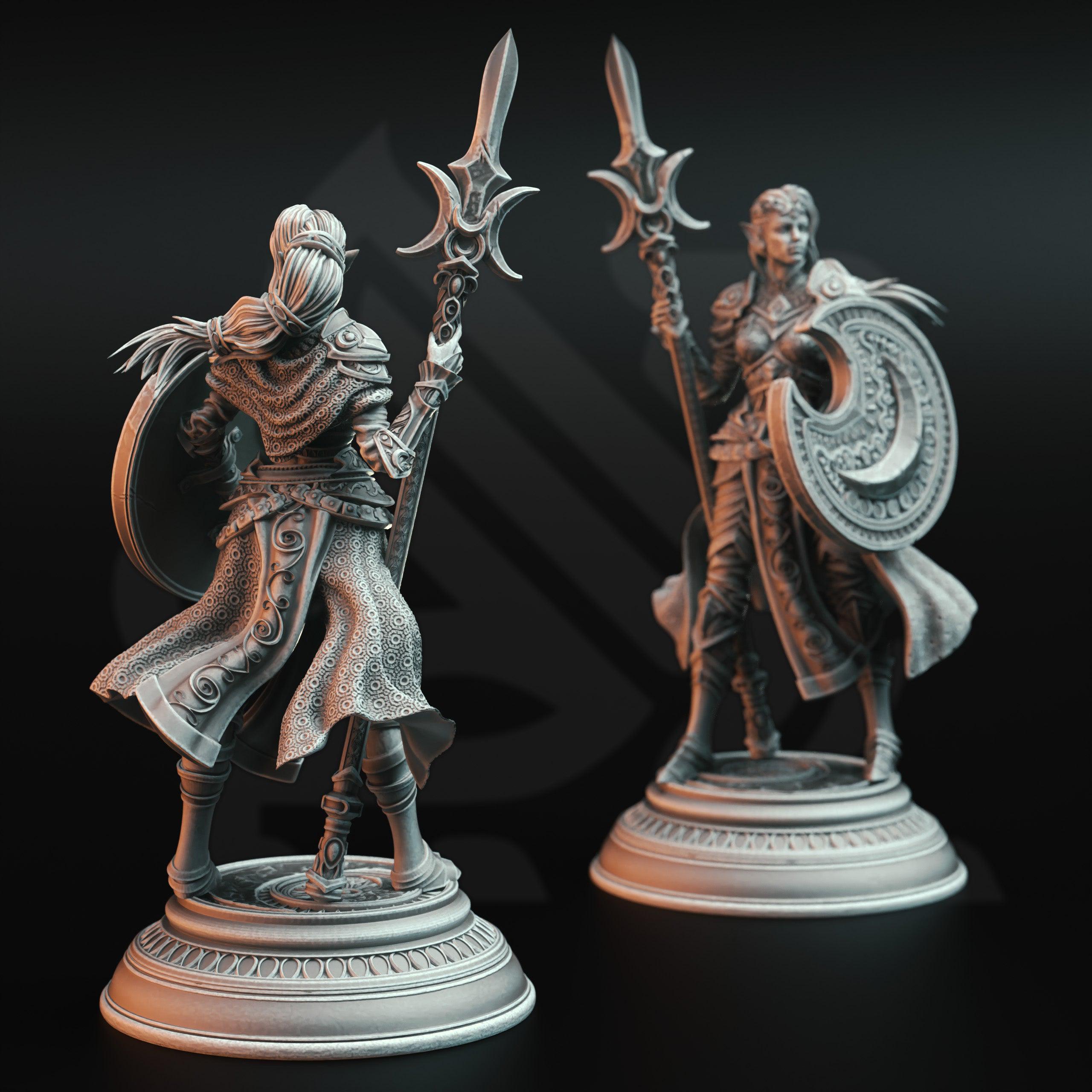Elf Paladin Female Warrior Spear Polearm Shield 32mm Scale - Cleric of ...