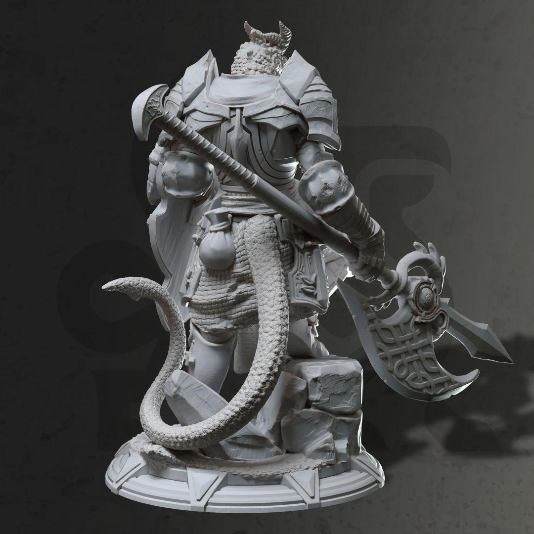 Dragonborn Fighter Armored Warrior Miniature 32mm Scale Dragon Knight ...