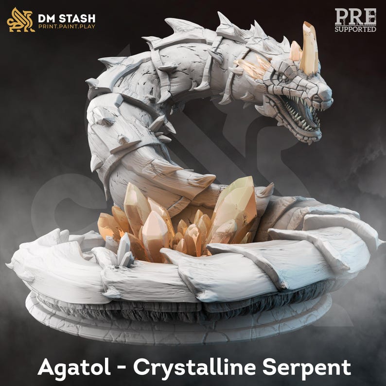 Rock Dragon Wyrm Gargantuan Cave Monster 32mm Scale - Crystalline ...