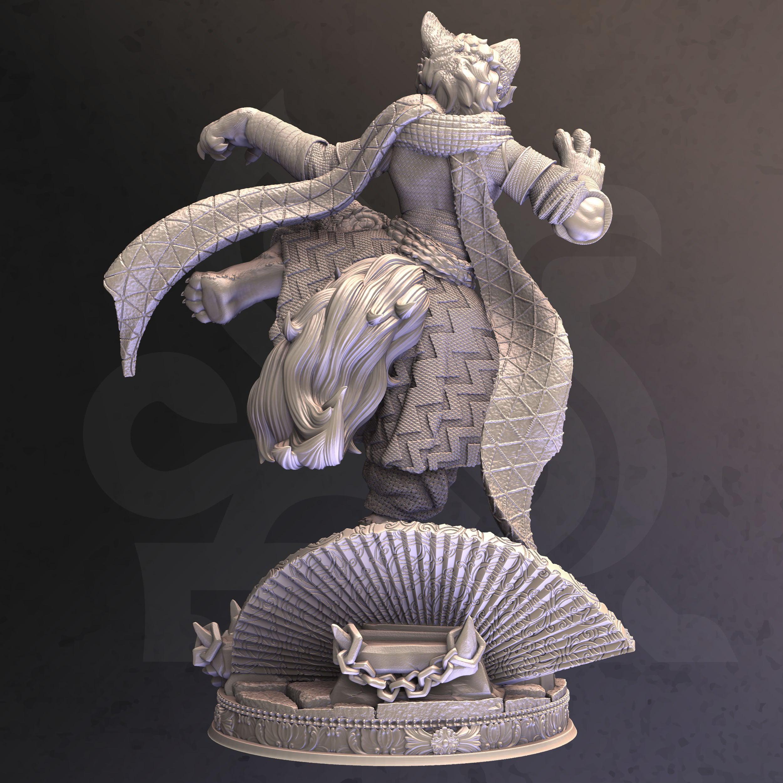 Tabaxi Female Unarmed Fighter Miniature 32mm Scale - Catfolk Monk ...