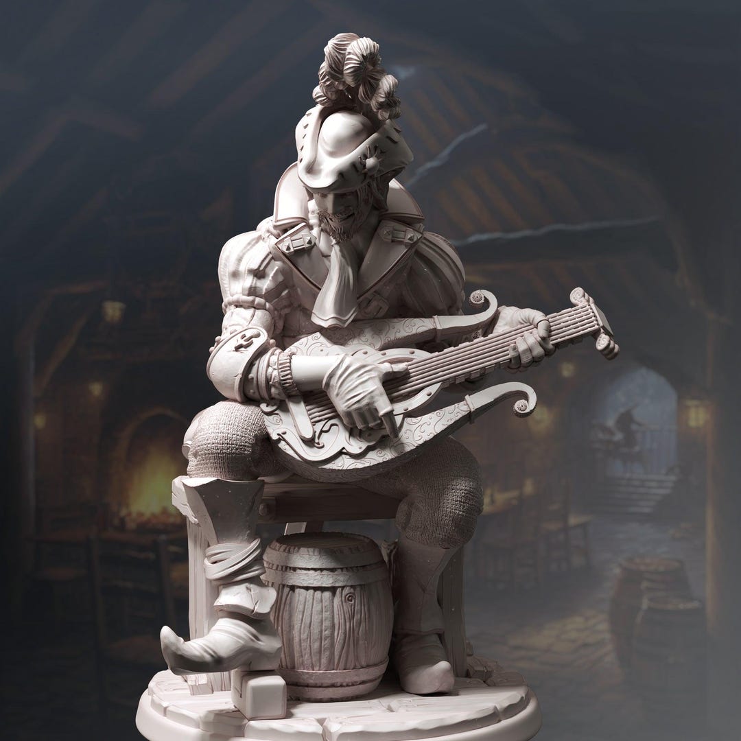 Elf Lute Bard Warrior Tavern Musician Miniature 32mm Scale - Half-elf ...