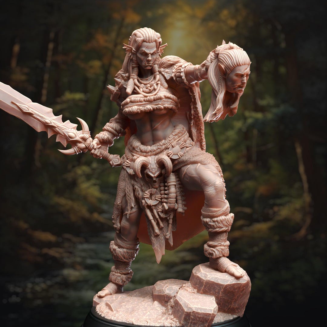 Orc Female Fighter Villain Boss Enemy 32mm Scale - Hobgoblin Barbarian ...