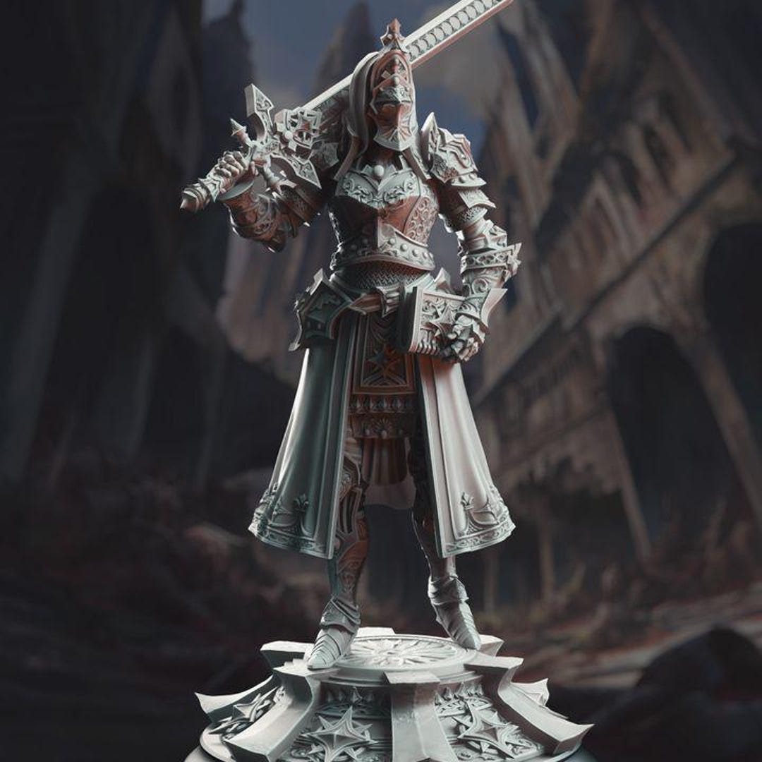 Female Paladin Holy Swordsman NPC Miniature 32mm Scale - Maiden Knight ...