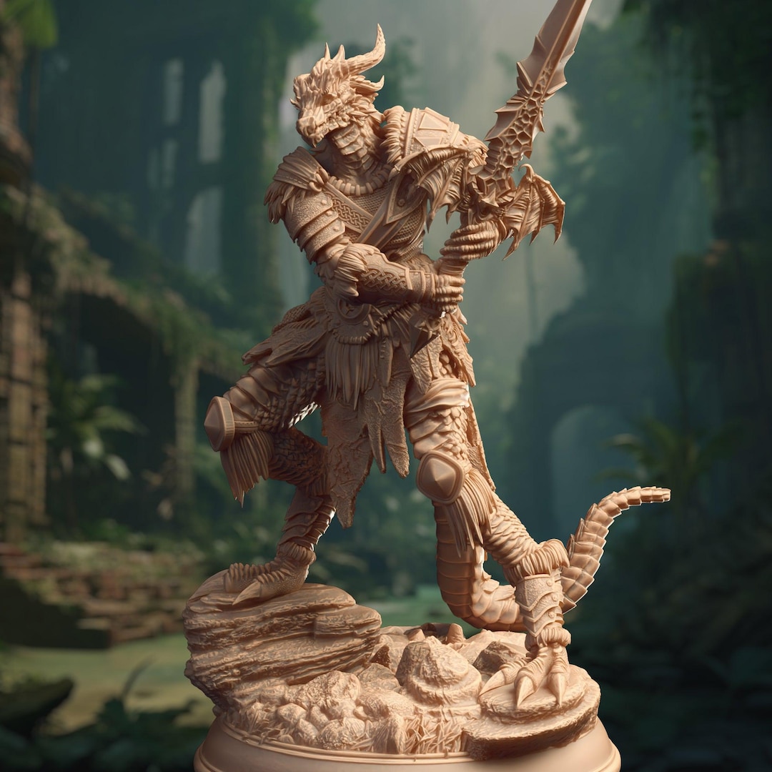 Draconic Female Greatsword Warrior Miniature 32mm Scale - Female ...