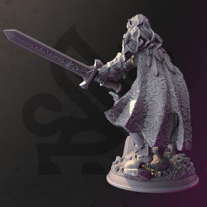 Elven Female Fighter Knight Greatsword 32mm Scale - Elf Righteous Holy ...