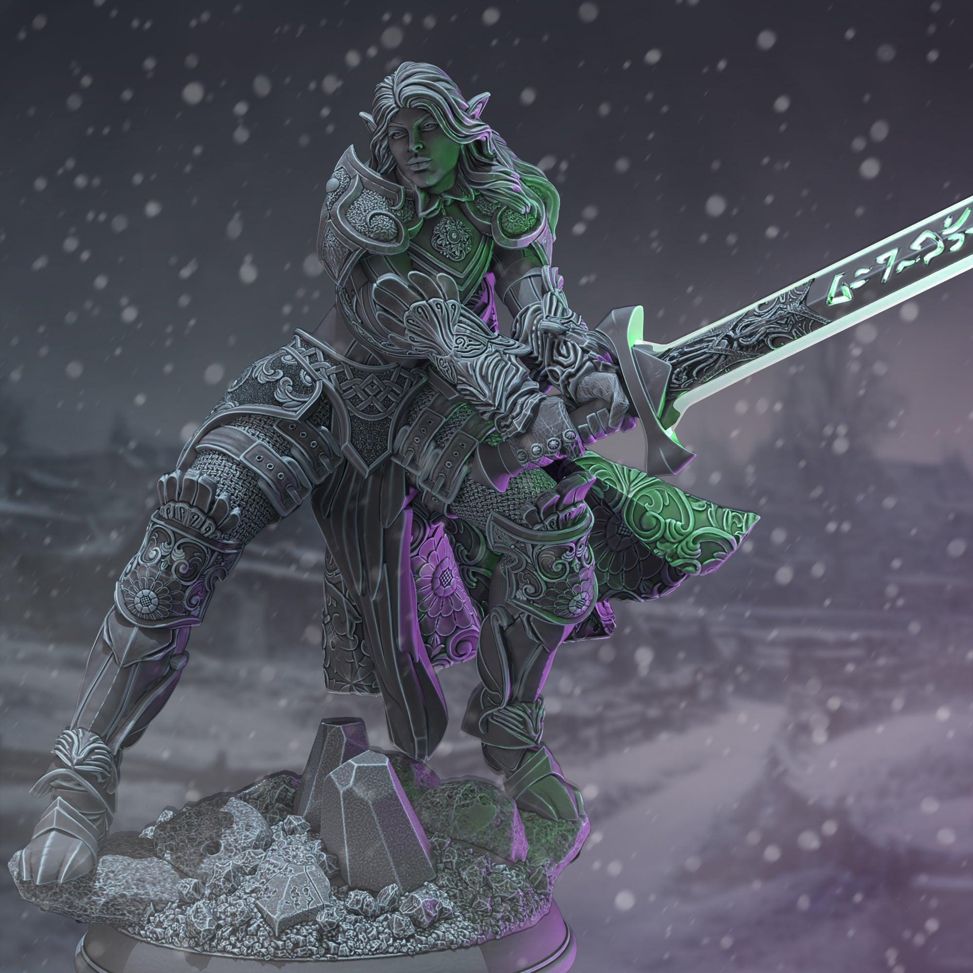 Elven Female Fighter Knight Greatsword 32mm Scale Elf Righteous Holy ...