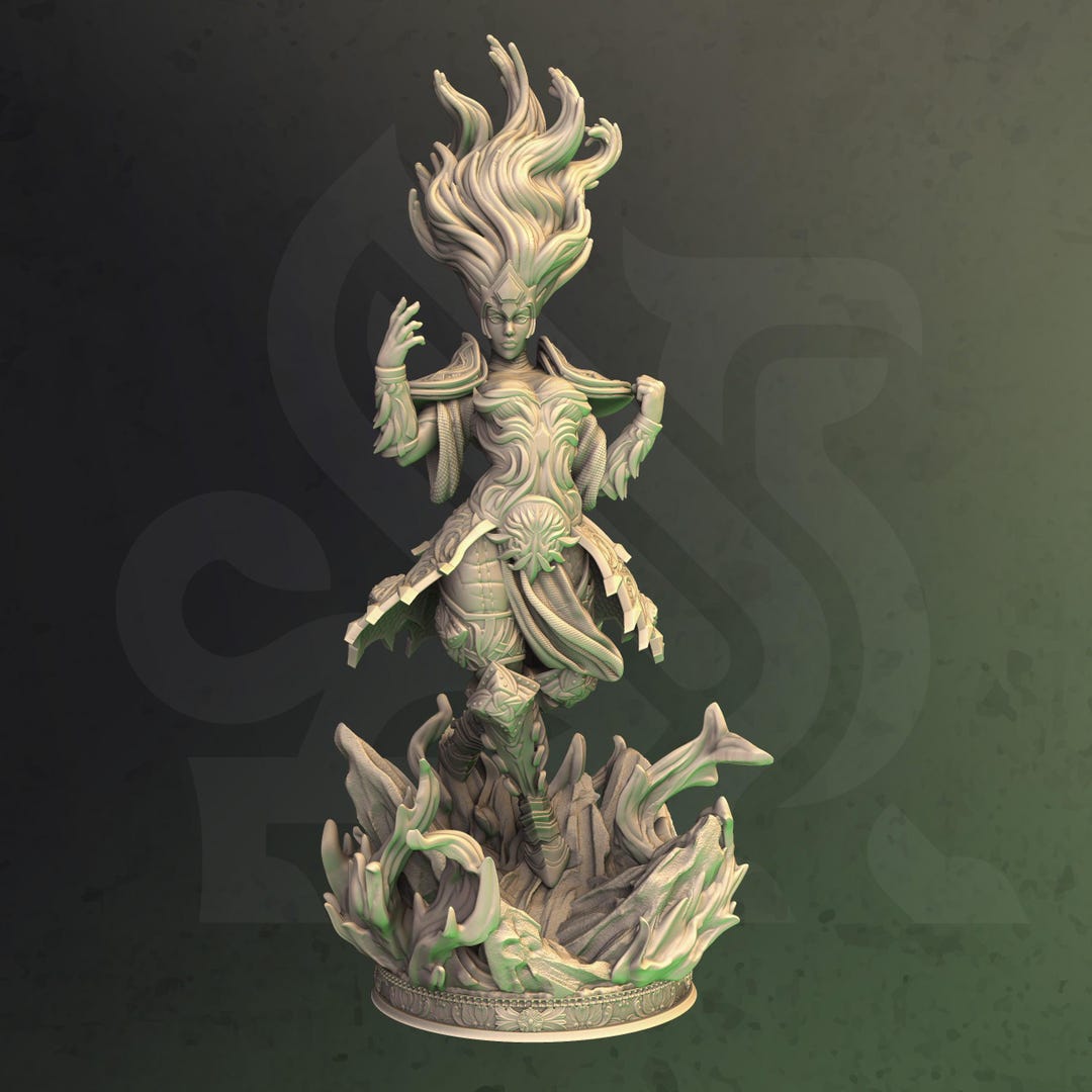 Fey Spellcaster Elf Fire Genasi Mage 32mm Scale - Fiery Sorceress by DM ...