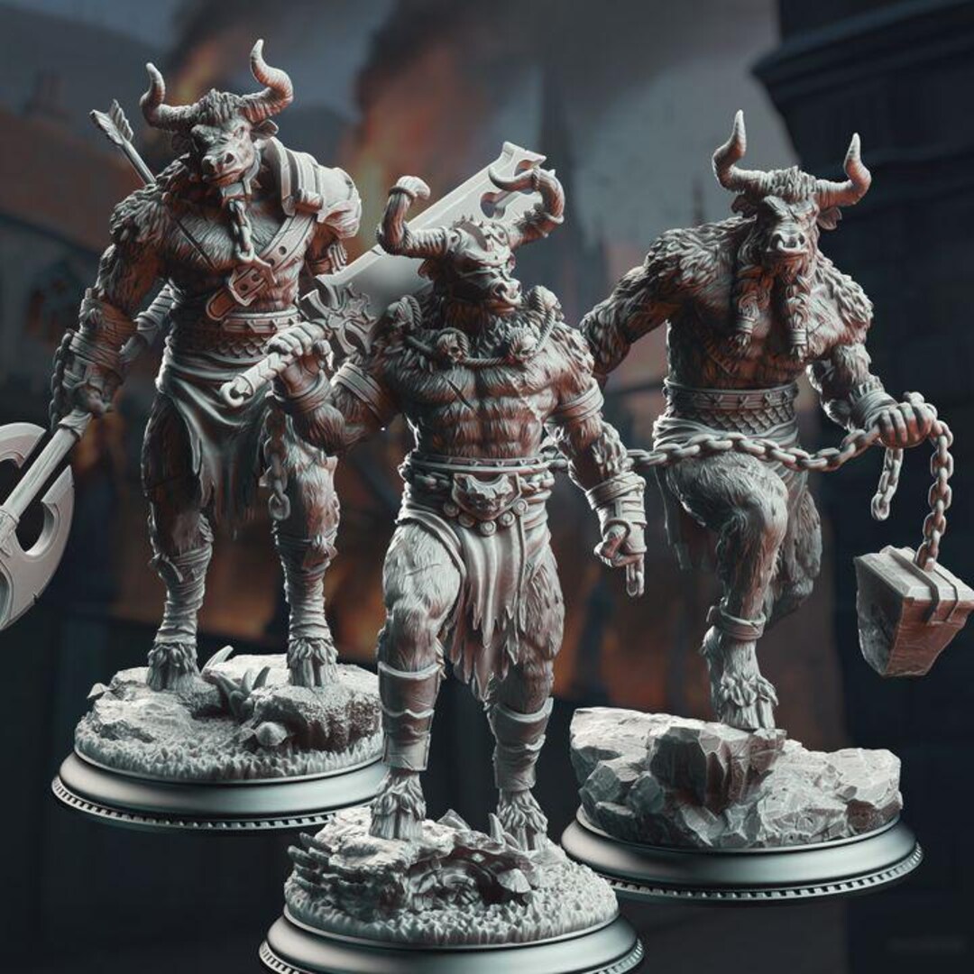 Minotaur Beastrace Barbarian Fighter - Minotaur Warriors by DM Stash - Etsy