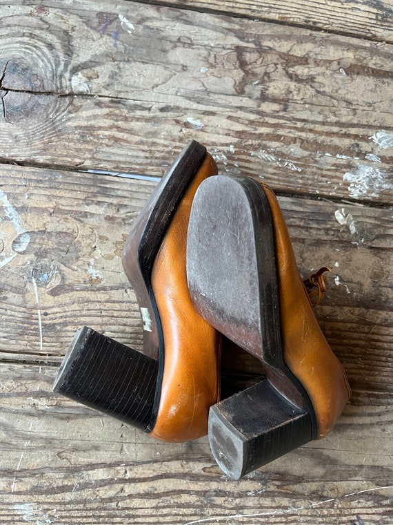70s Platform Shoes Charm Step Vintage Leather - Gem
