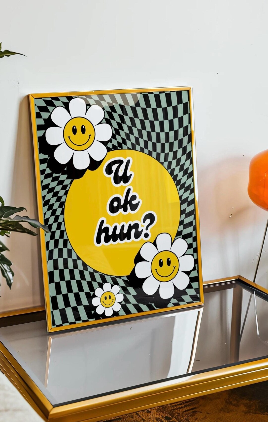 Art Print Funny U Ok Hun Daisy Cartoon Positive Inspirational Quote ...