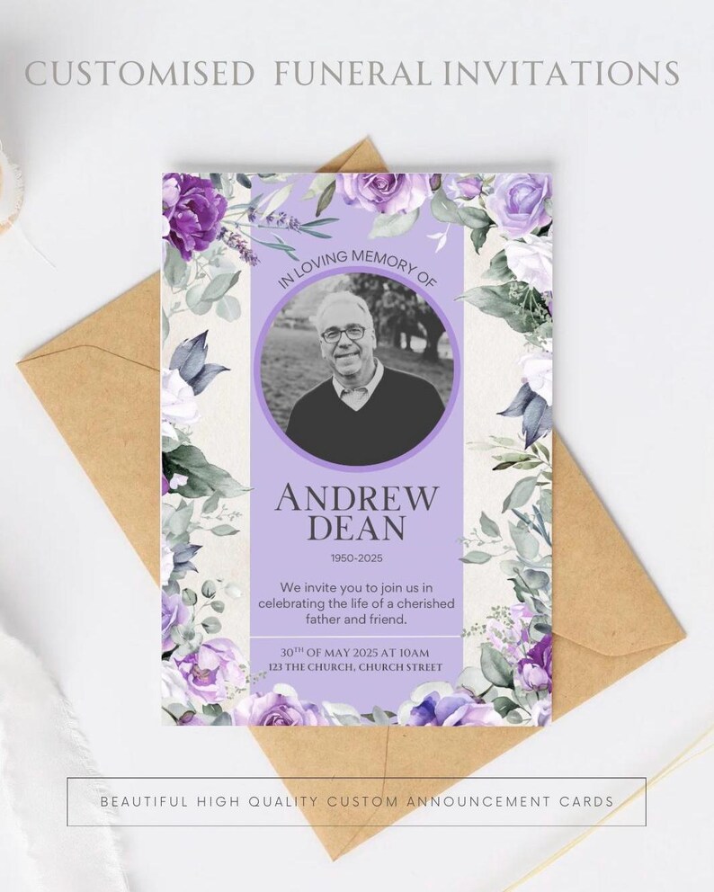 Editable Printable Funeral Invite Digital Funeral Invitation Electronic ...