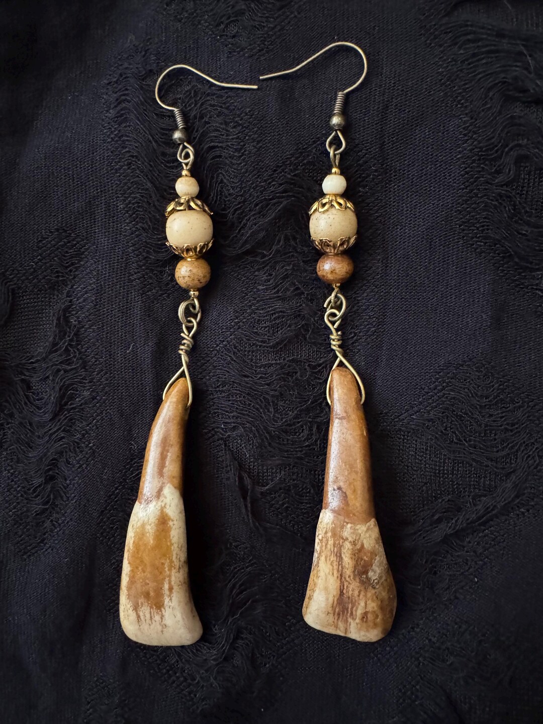 Water Buffalo Teeth With Cow Bone Beads - Etsy