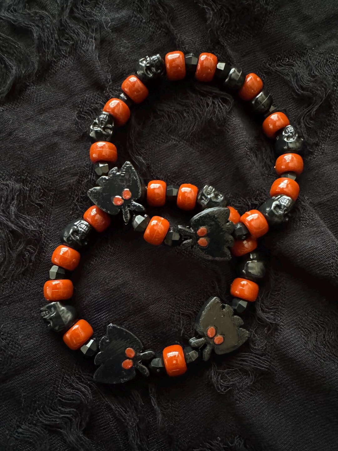 Mothman Bracelet With Skulls – Spooky Halloween Cryptid Jewelry, Gothic ...