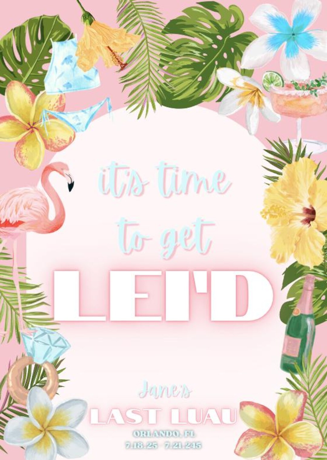 Get Lei'd Sign – Last Luau Party, Tropical Decor (canva Template ...