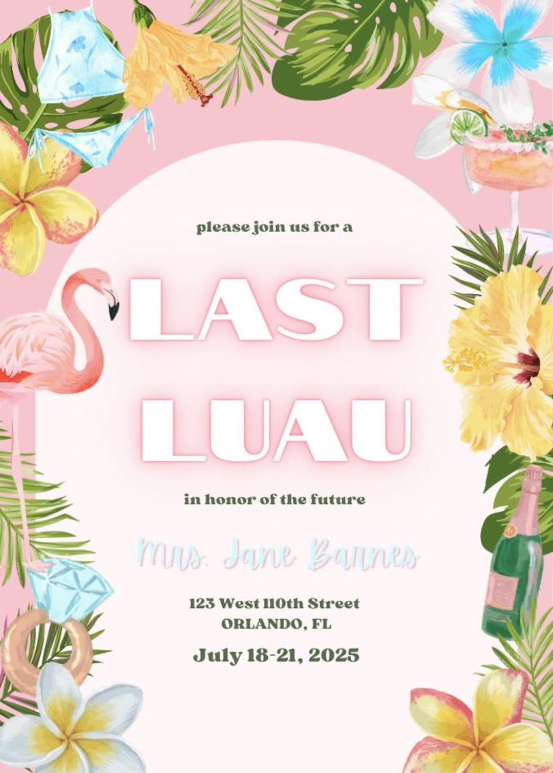 Last Luau Bachelorette Invitation - Etsy