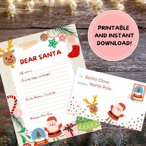 LETTER TO SANTA, Printable Christmas Letter, Includes Envelope ...
